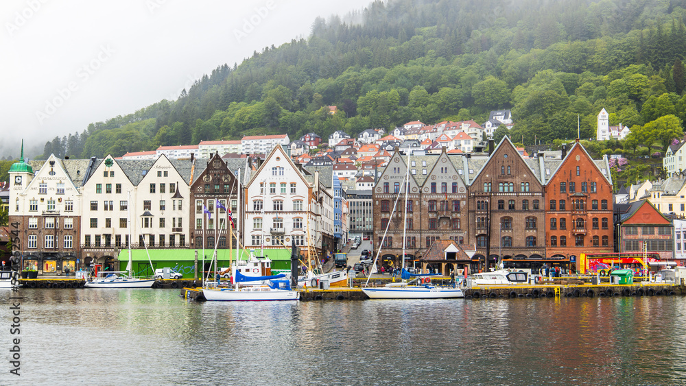 Bergen, Norway - June 07, 2022: The waterfront a the harbor of Bergen ...