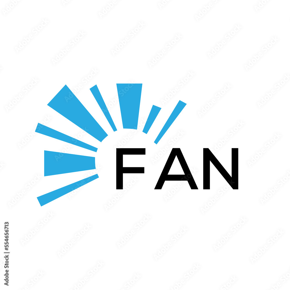 FAN letter logo. FAN blue image on white background and black letter ...