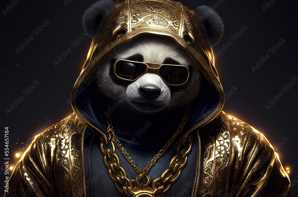 Cool panda Gangsta rapper in sunglasses. sketch art for artist ...