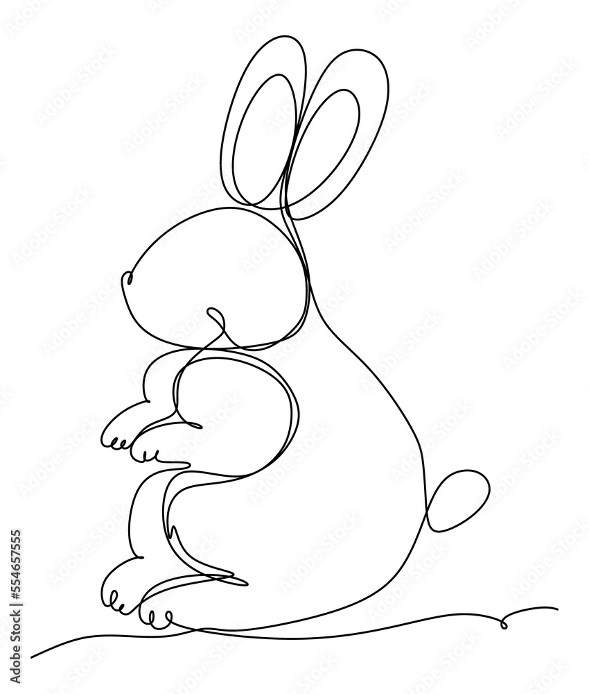 An illustration, one line art. Continuous one line drawing. A rabbit ...
