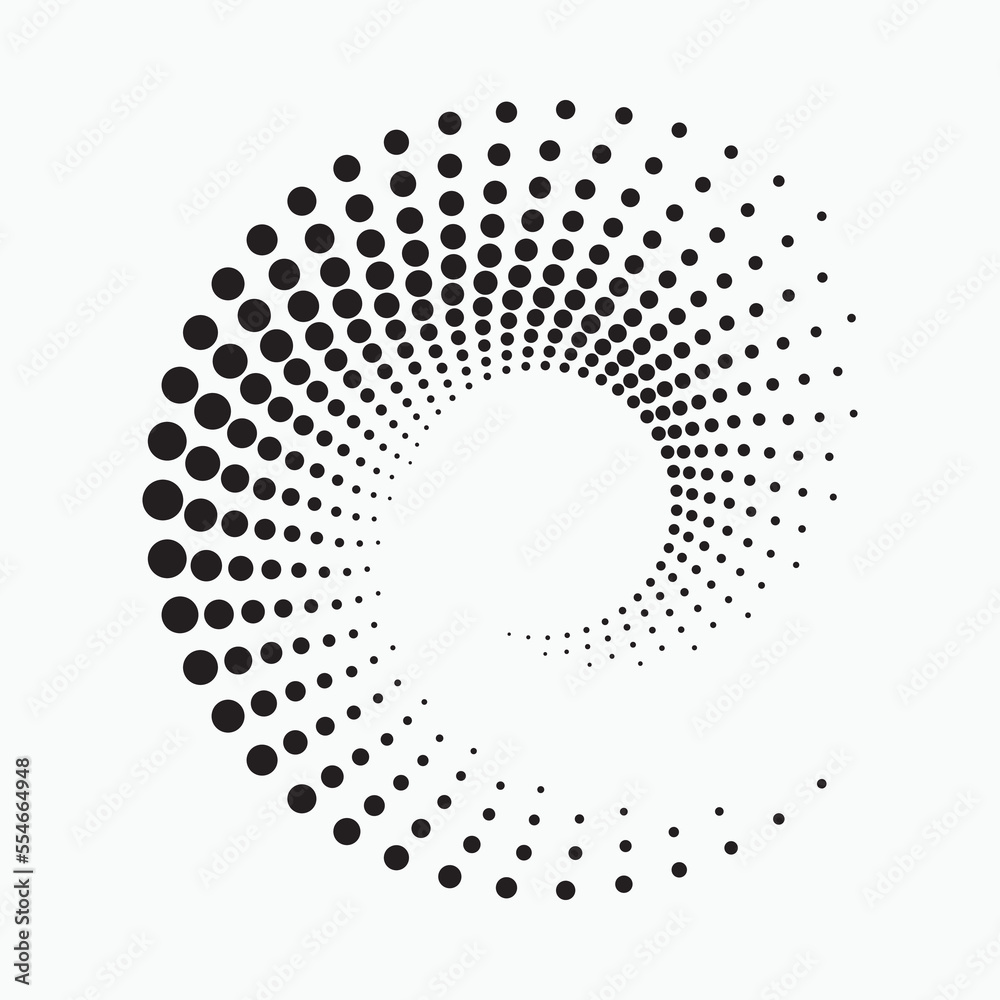 Abstract dotted circles. Halftone dots in circular form. Vector logo ...