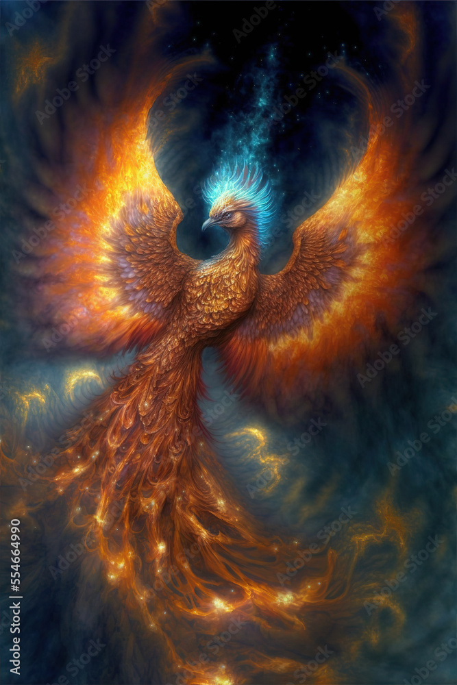 Phoenix mythical creature made of fractals created with Generative AI ...