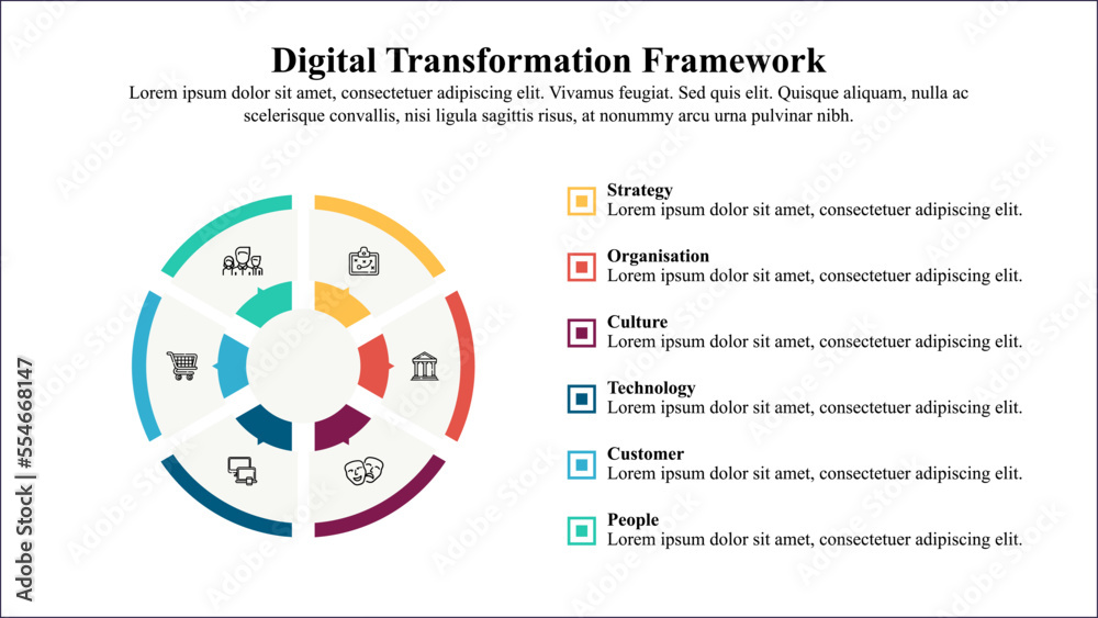 Infographic template of digital transformation framework with icons and ...