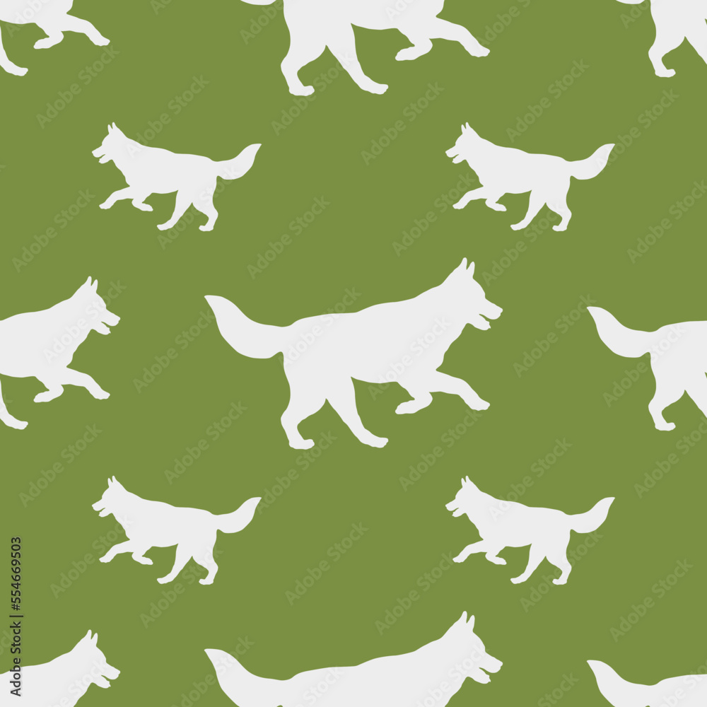 Running and jumping siberian husky puppy. Seamless pattern. Dog ...