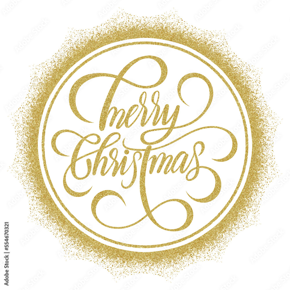 illustration of beautiful lettering merry christmas with sparkling gold ...