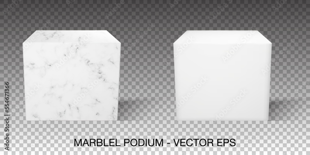 Marble stage with no background. Isolated white cube stand for gallery ...