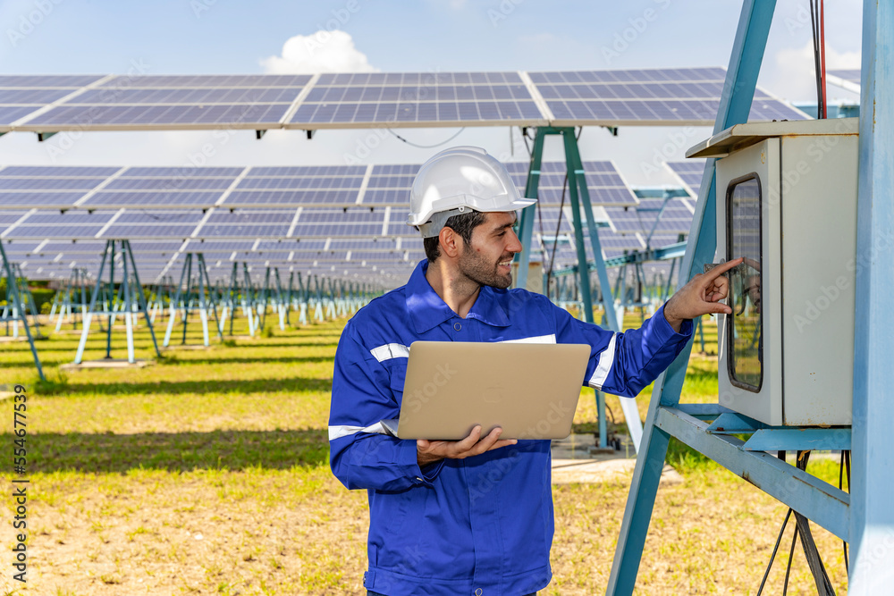 Electrical engineers are examining the working conditions of many solar ...
