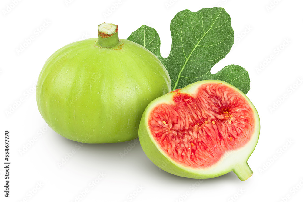 Ripe green fig fruit isolated on white background with full depth of field Stock Photo | Adobe Stock