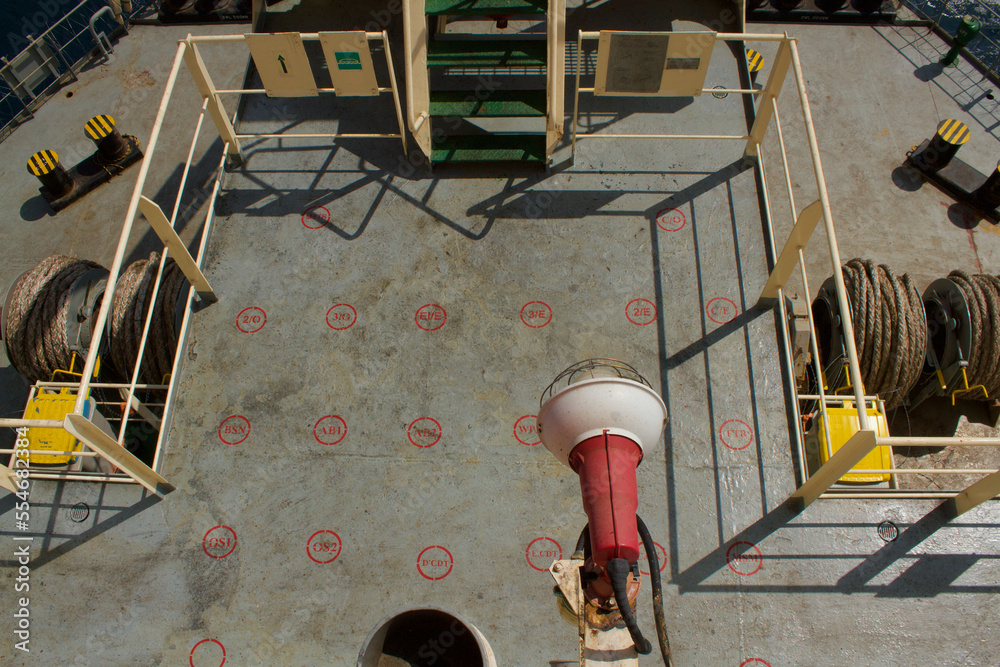 Muster station onboard a merchant ship at sea Stock Photo | Adobe Stock