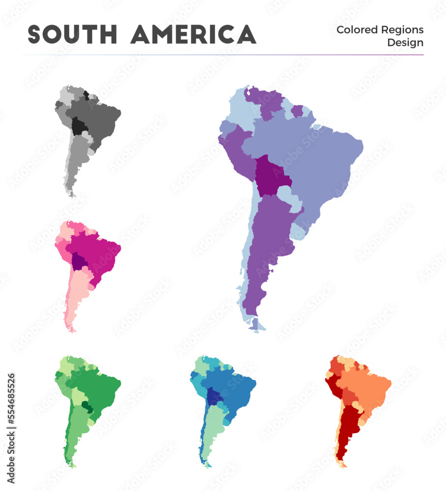 South America map collection. Borders of South America for your ...
