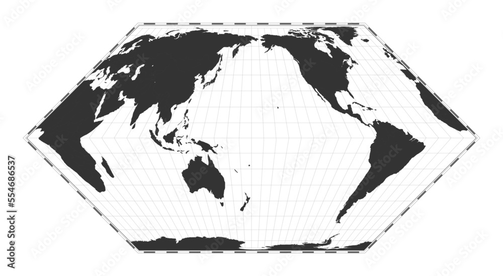 Vector world map. Eckert II projection. Plain world geographical map ... Vector world map. Eckert II projection. Plain world geographical map ...
