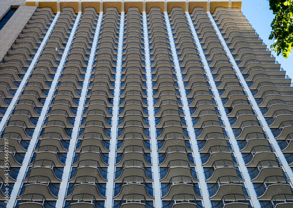 Vertical View of Identical Balconies as a Symbol of Uniformity. Stock ...