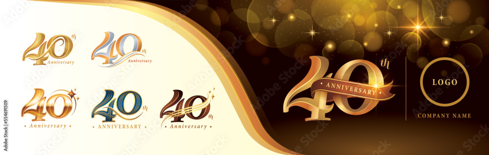 Set of 40th Anniversary logotype design, Forty years anniversary ...