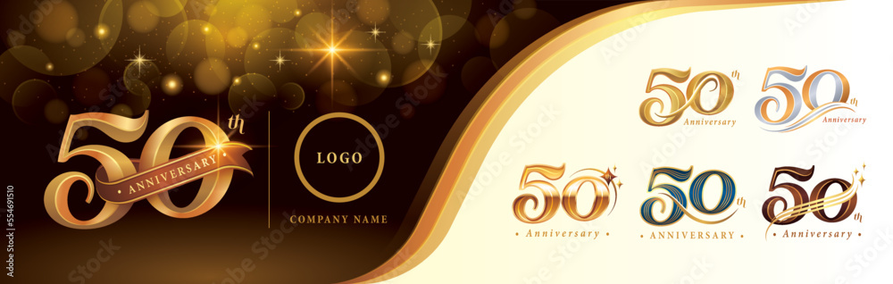Set of 50th Anniversary logotype design, Fifty years anniversary ...