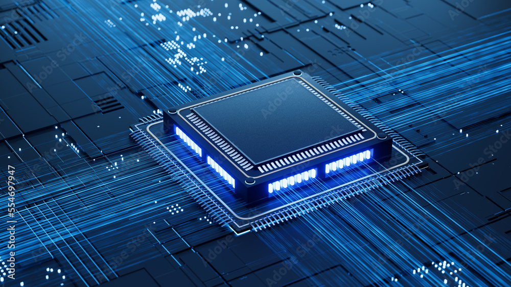 3d illustration Technology Smart motherboard chip creative map Stock ...