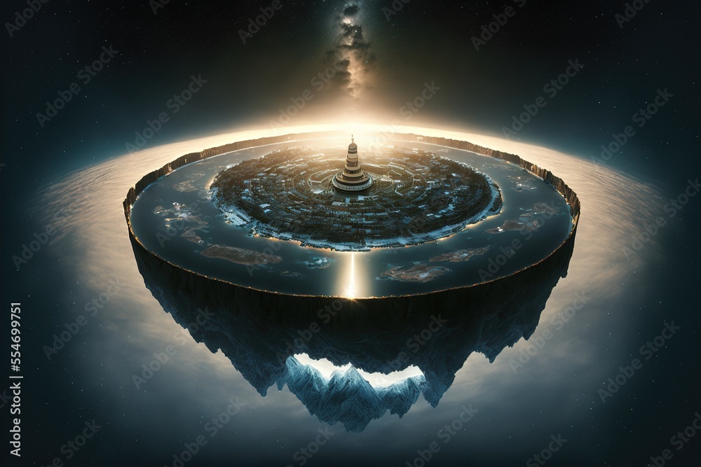 The shape of the earth. Sci-fi background with planet and abstract ...