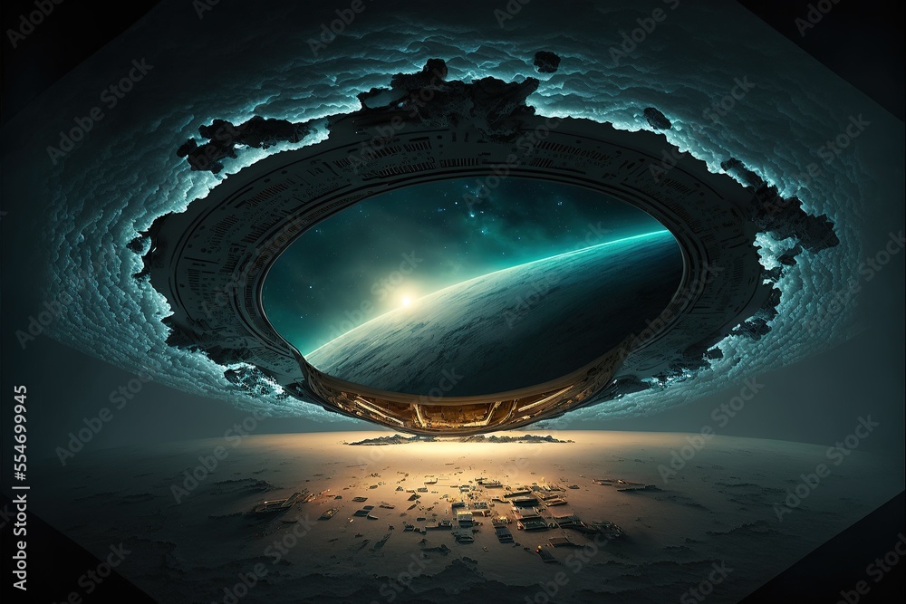 The shape of the earth. Sci-fi background with planet and abstract ...