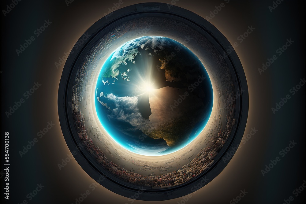 The shape of the earth. Sci-fi background with planet and abstract ...