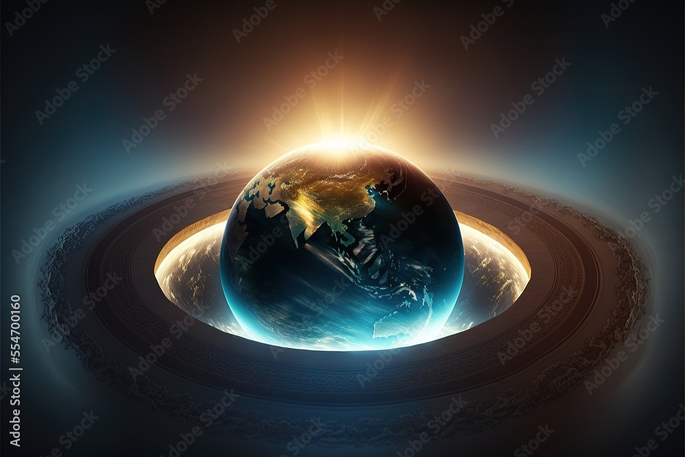 The shape of the earth. Sci-fi background with planet and abstract ...