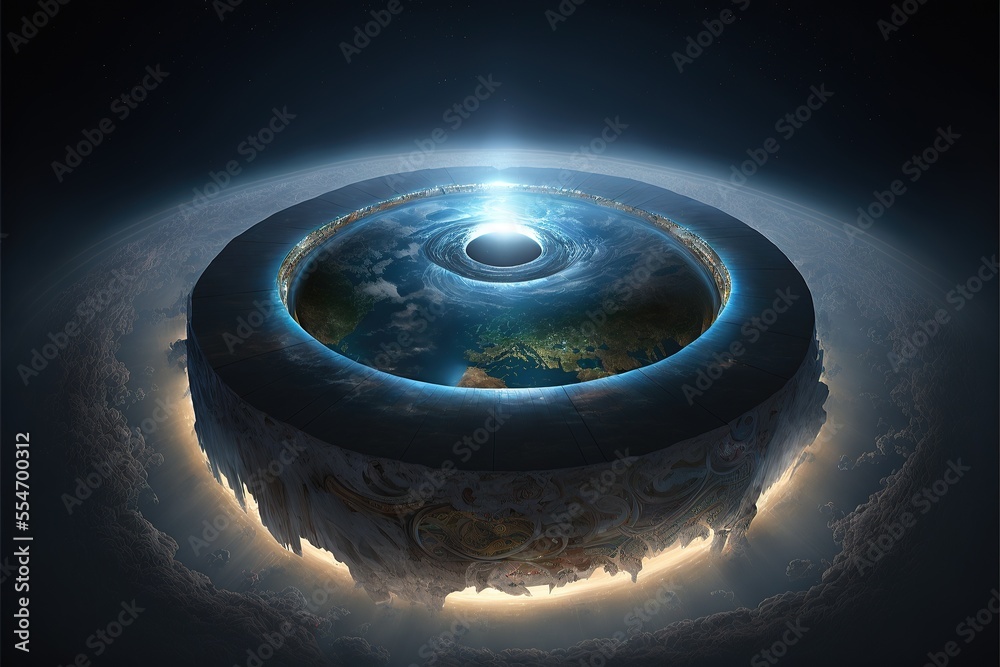 The shape of the earth. Sci-fi background with planet and abstract ...