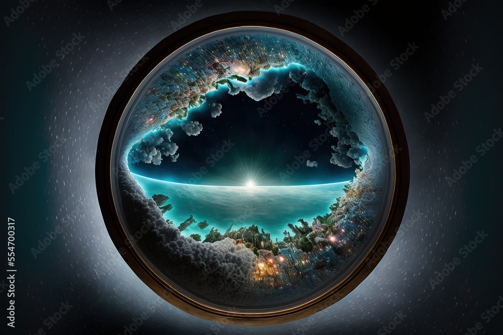 The shape of the earth. Sci-fi background with planet and abstract ...