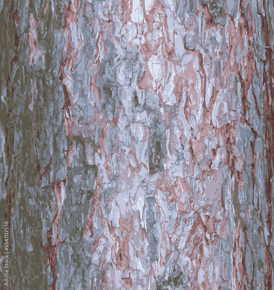 Realistic illustration of a pine bark close-up. Texture of Pinus ...