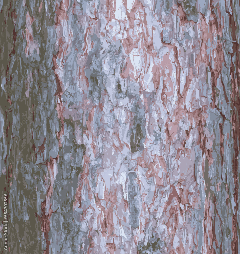 Realistic vector illustration of a pine bark close-up. Texture of Pinus ...