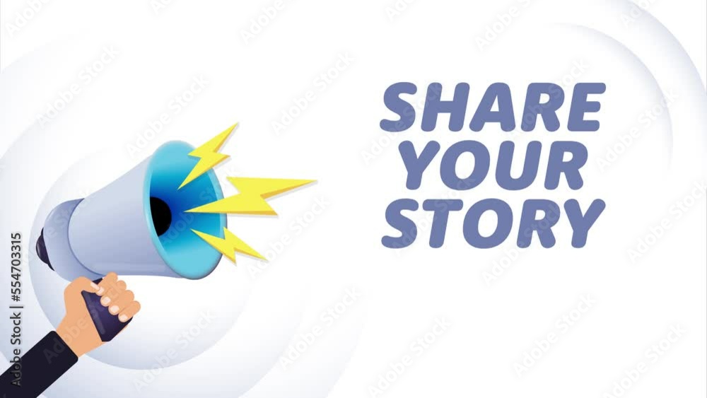 Hand hold megaphone. Share your story, realistic 3d megaphone ...