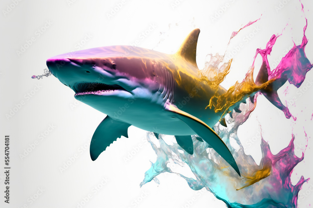 Abstract colorful shark. Image created with Generative AI technology ...