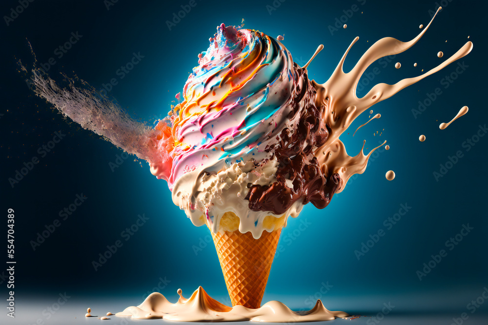 Colorful ice cream background. Image created with Generative AI ...