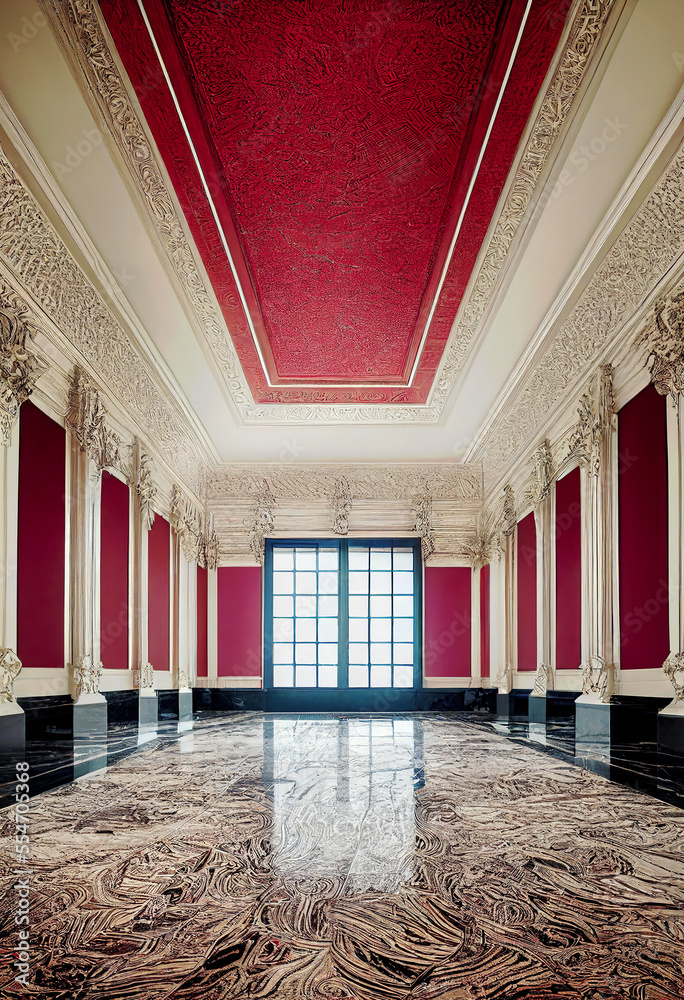 Hall of a luxury home. Corridor between rooms in an antique mansion ...