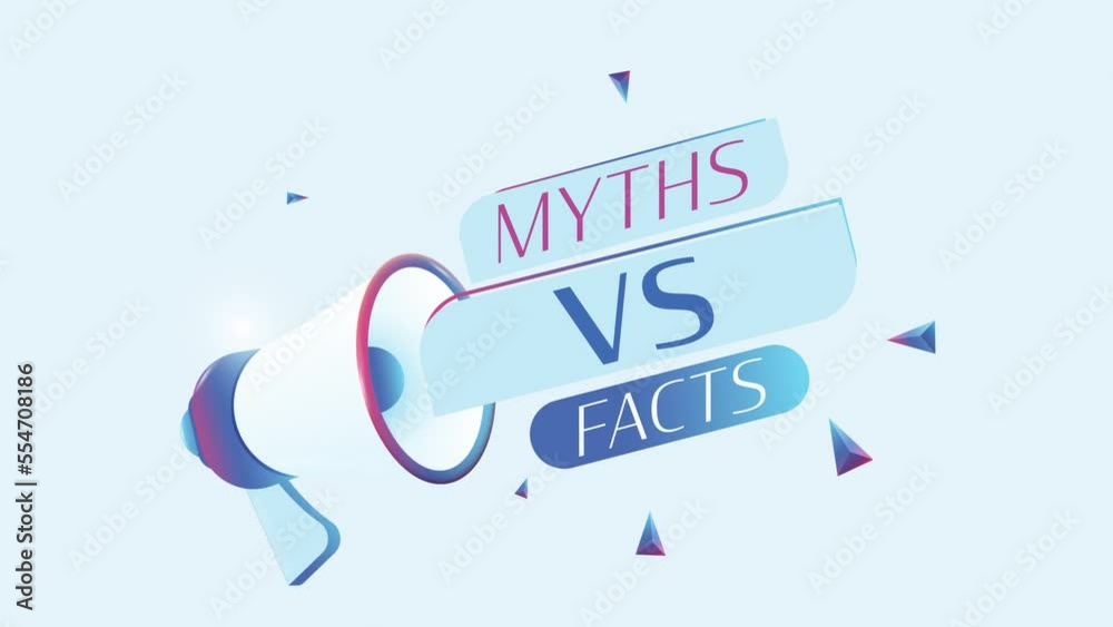 Myths vs facts text with 3d realistic megaphone animation. Megaphone ...