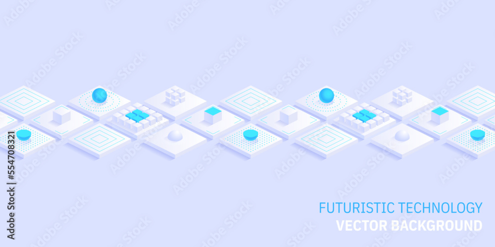 Isometric futuristic information technology blockchain concept. Big ...