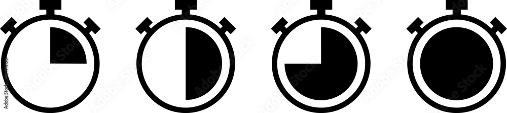 Set of timer vector icons. Set of timer and stopwatch icons on ...