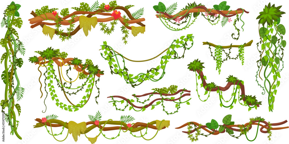 Cartoon Jungle Tree And Vines