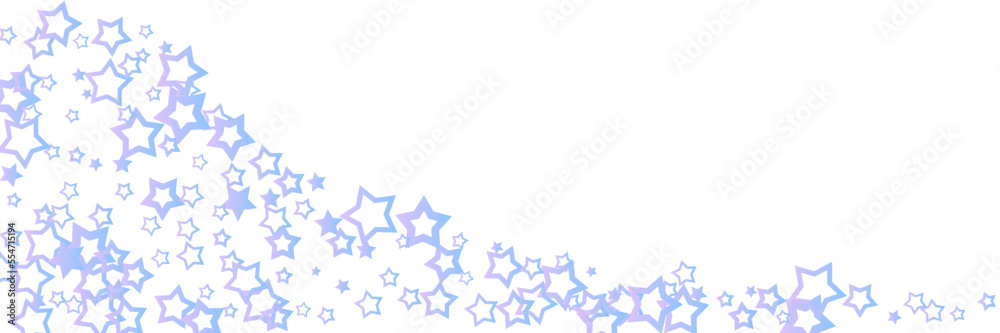 Blue flying stars confetti on white background. Frame of beautiful ...