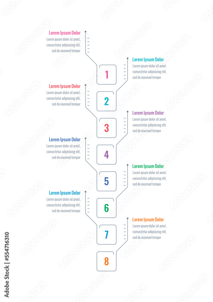 outline squares infographic template. eight options infographic ...