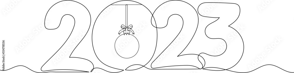 2023 year, sketch continuous line drawing Stock Vector | Adobe Stock