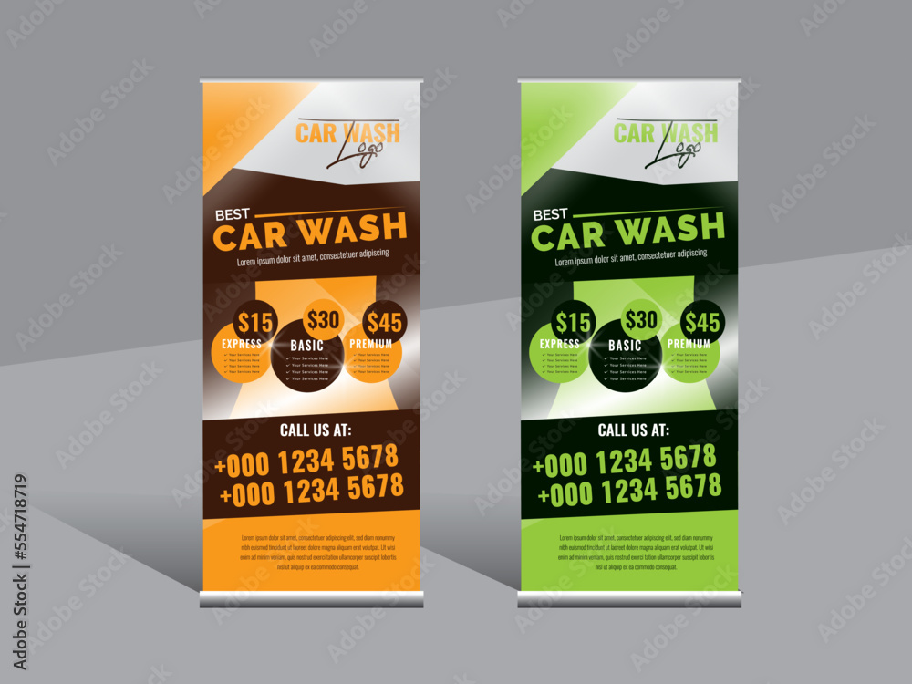 Car wash Roll Design, Carwash and Cleaning service Rollup poster ...