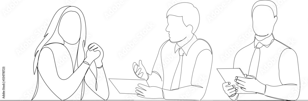 negotiations, work, people sketch continuous line drawing Stock Vector ...