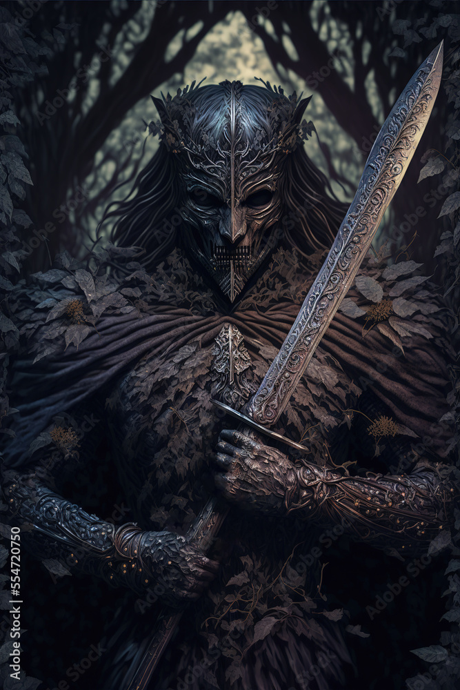 dark fantasy, berserk, loner, dark forest, horror, art illustration ...
