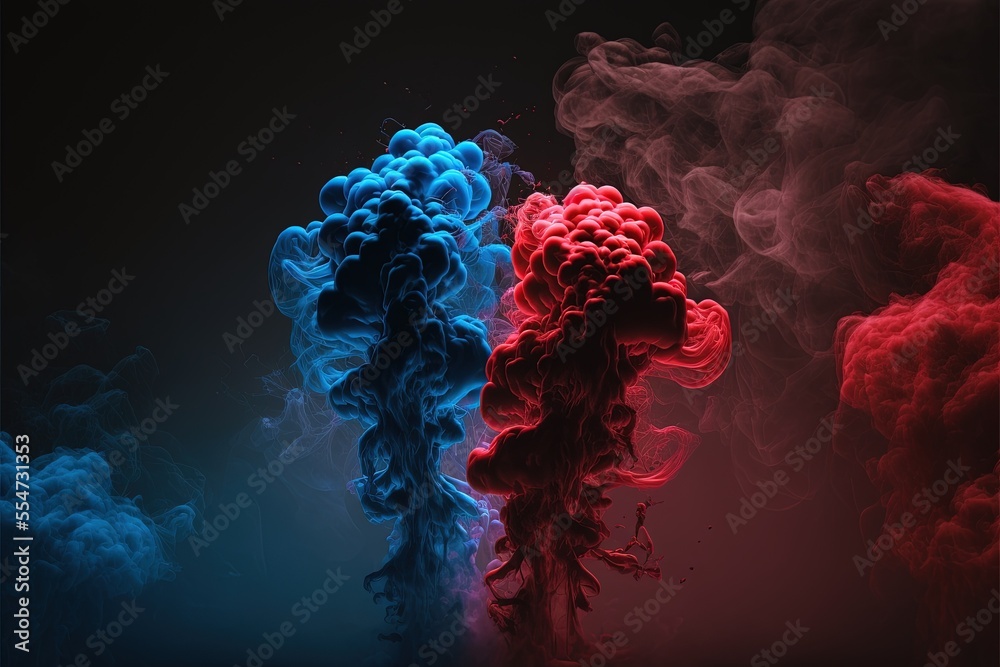 Color Smoke Background in Deep and Constrasted Red and Blue Stock ...
