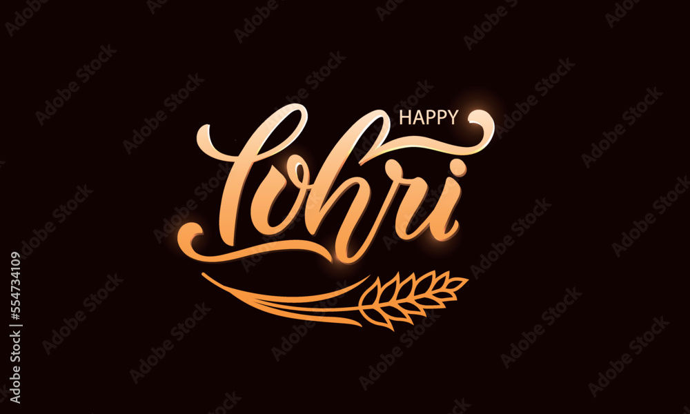 Happy Lohri handwritten text. Modern brush calligraphy, hand lettering ...