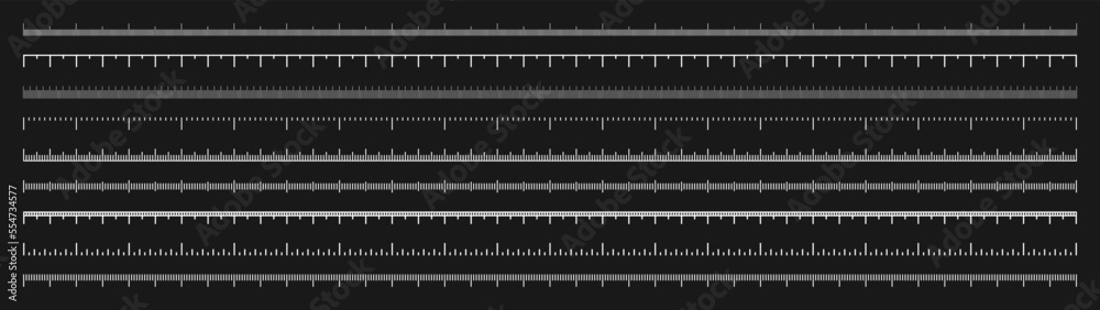 Various measurement scales with divisions. Realistic white scale for ...