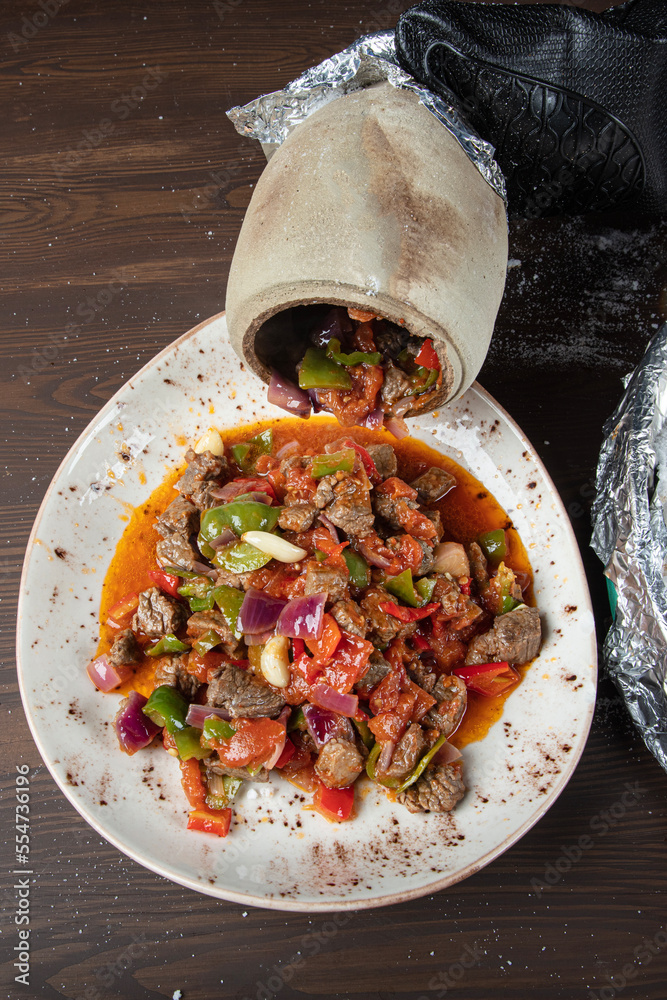 Traditional turkish cuisine. Testi kebab, local food in Turkey ...