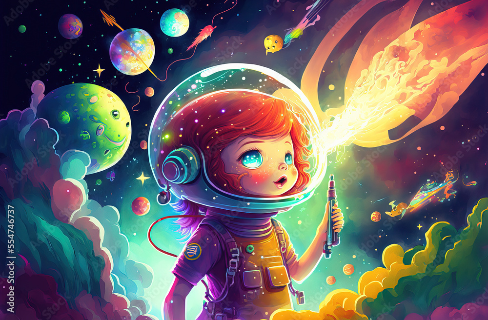 Cartoon kid space explorer. sketch art for artist creativity and ...