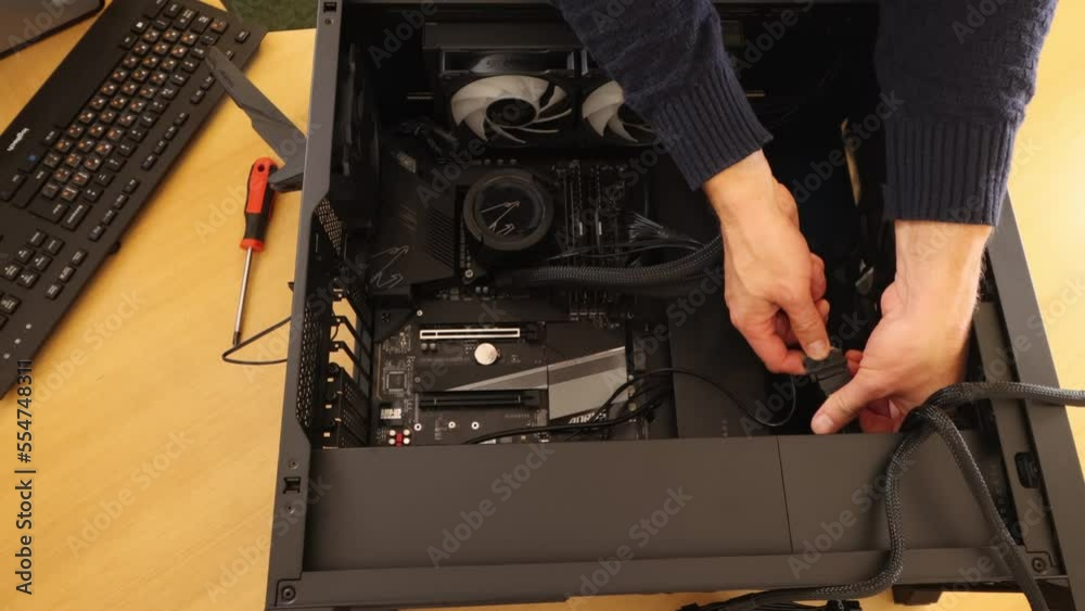 Installation of components in a computer system unit Stock ビデオ | Adobe ...