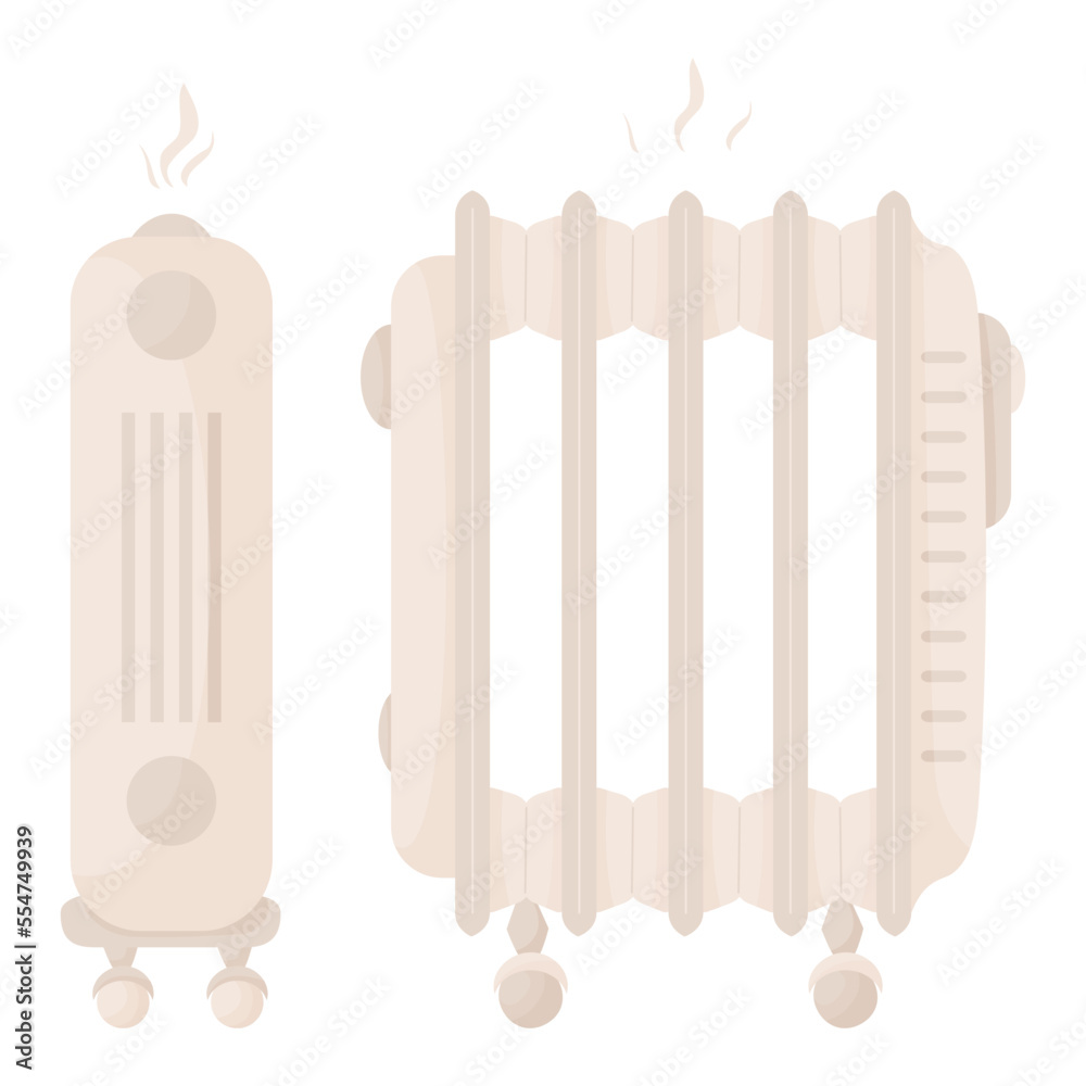 Modern home heater. Battery for space heating. Vector illustration. Two ...