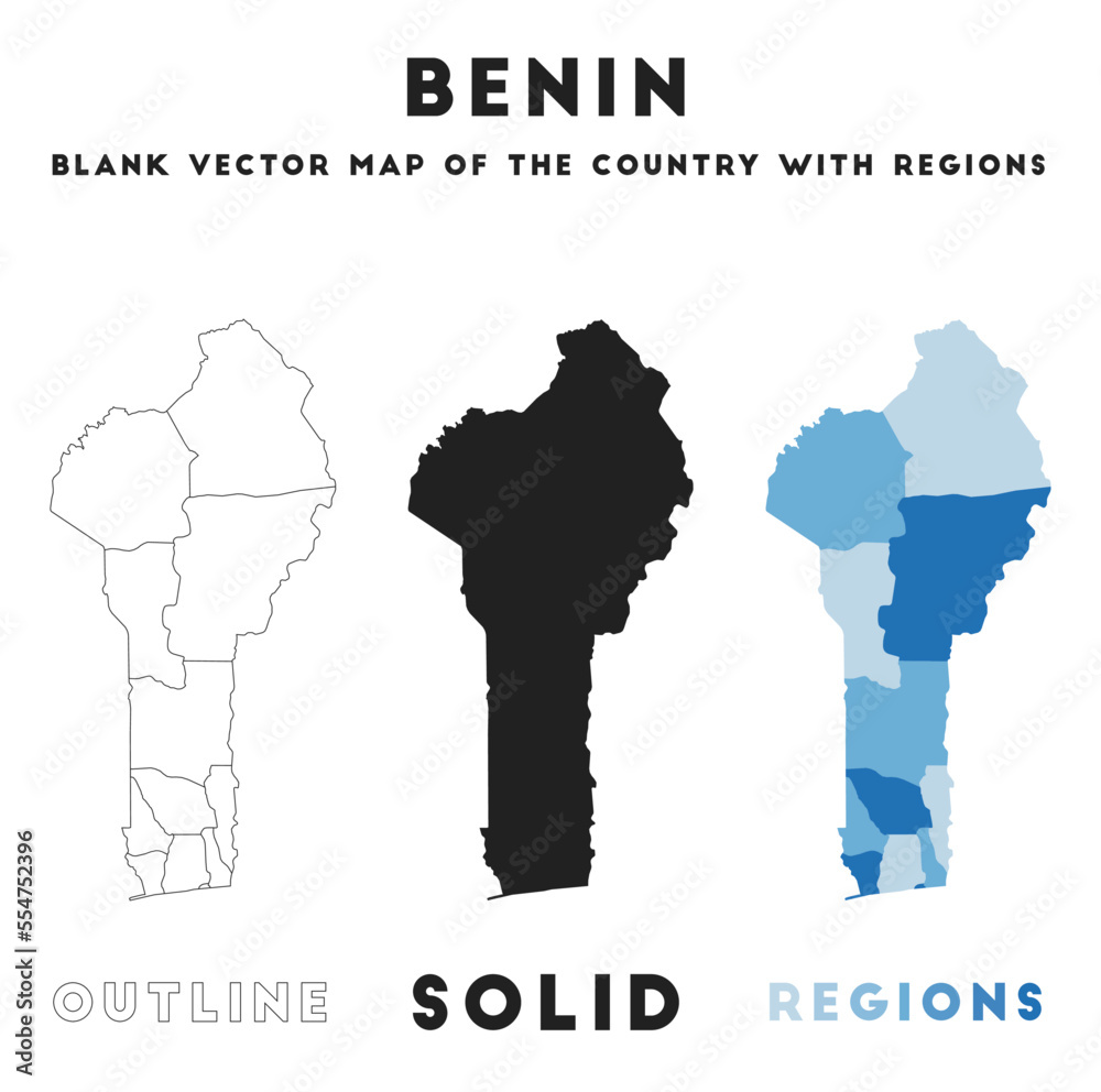Benin map. Borders of Benin for your infographic. Vector country shape ...