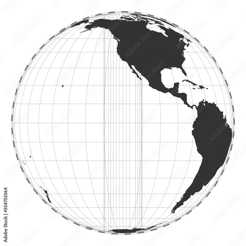 Vector world map. Orthographic projection. Plain world geographical map ...